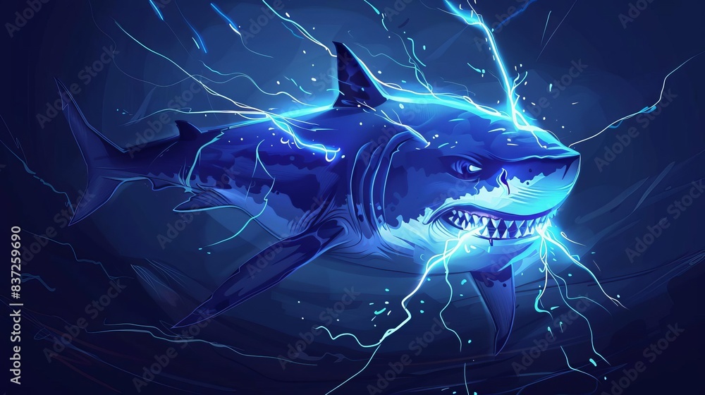 electric shark emitting sparks and lightning bolts scary underwater ...