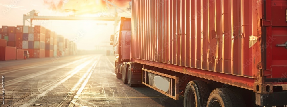 Banner of Close up Industrial Logistics Containers box from Cargo ...