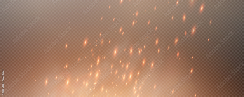 Burning hot sparks effect with embers burning ash and smoke flying in ...