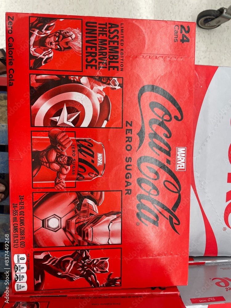 Coke zero sugar Marvel limited edition wide view Stock Photo | Adobe Stock