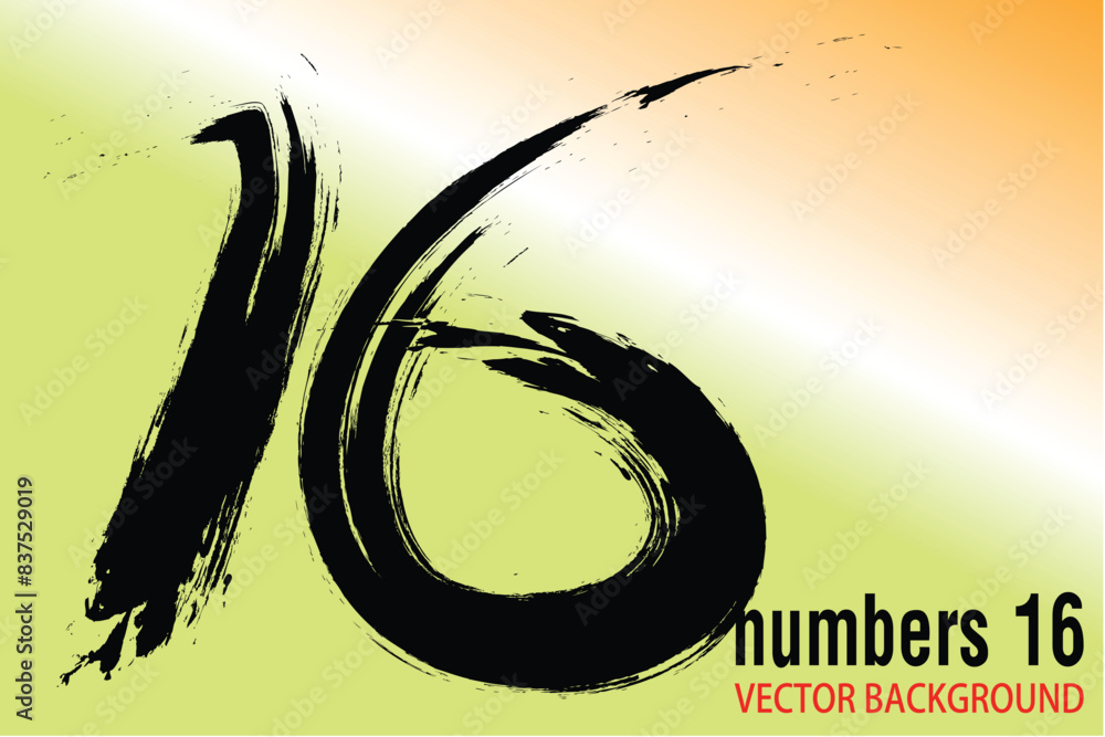 numbers 16, 16 Years Anniversary Celebration Vector Template, 16 number ...