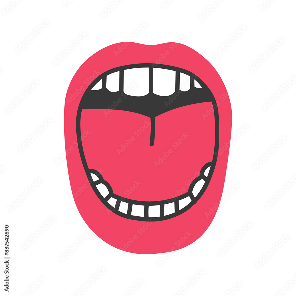 Wide open mouth vector illustration. Dental health, throat showing ...