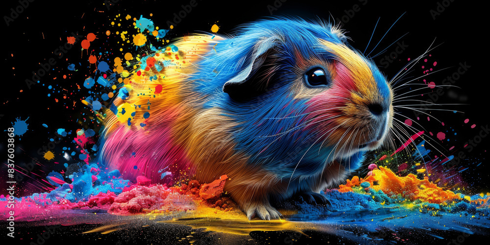 guinea pig in neon colors in a pop art style Stock Illustration | Adobe ...