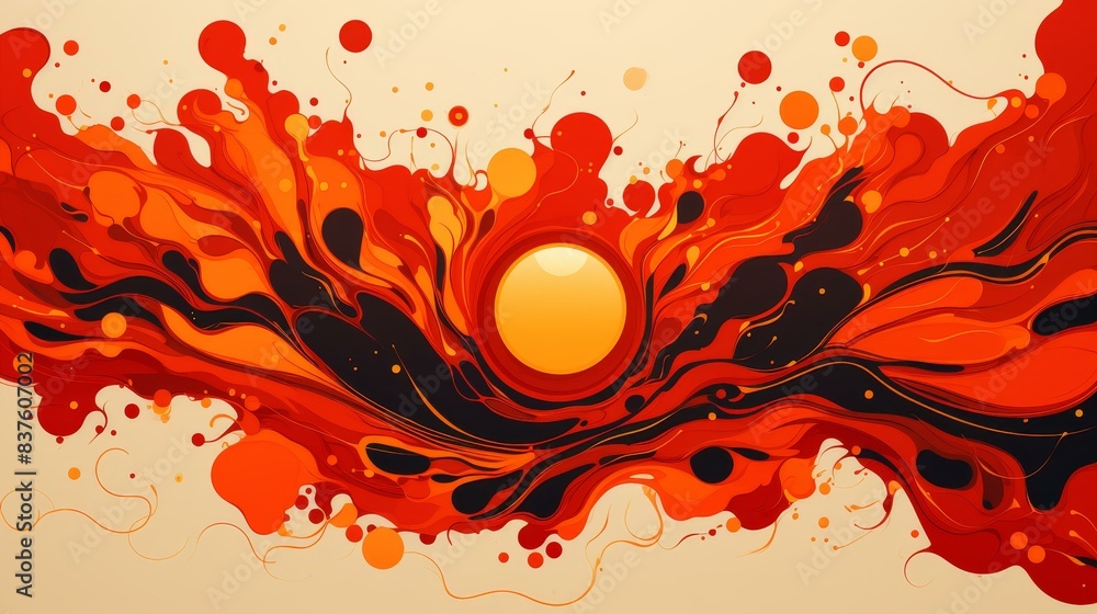 Abstract ink blot design with fluid strokes and high resolution ...