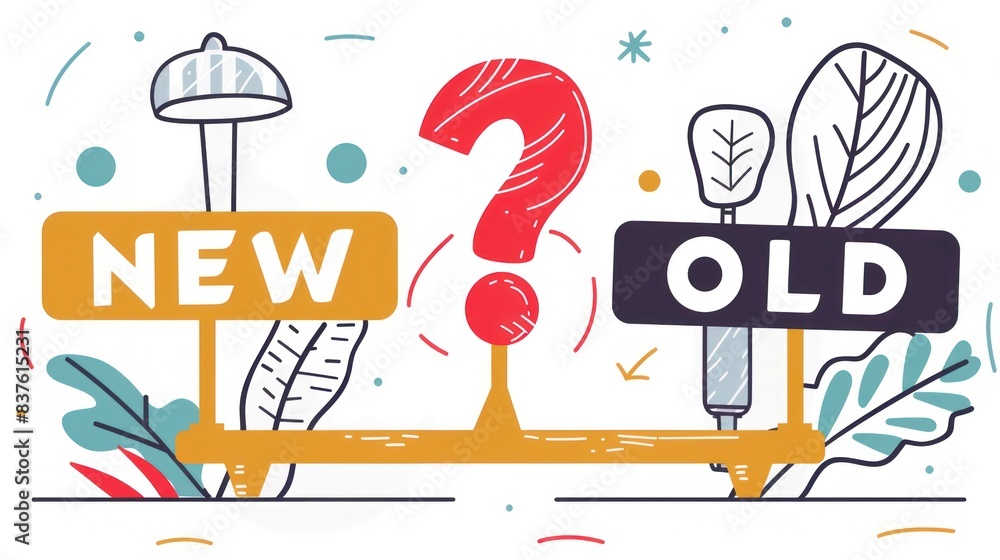 Old vs New, Old or New. An illustration depicting a scale with the ...