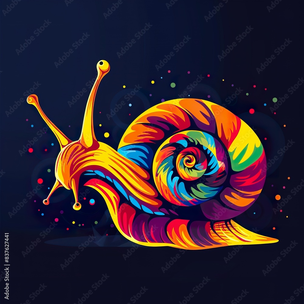 Design a character logo for â€˜. snail with vibrant color, that looks ...