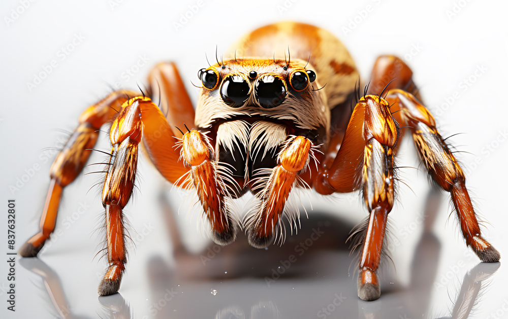 Grey, orange Giant spiders on grey background. Hairy spider species and ...