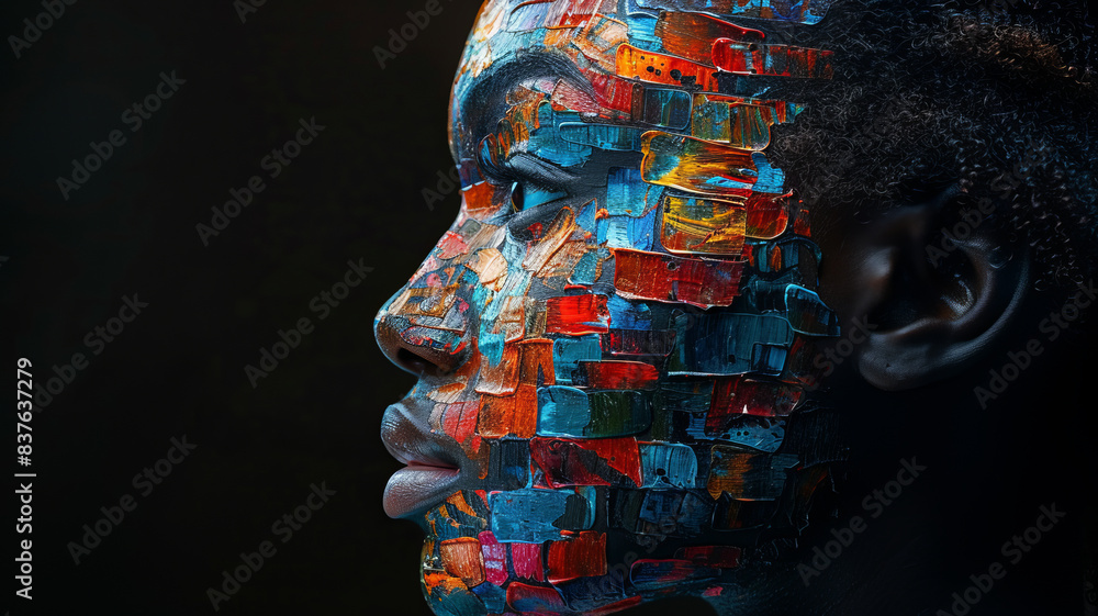 The human face, made from different portraits of different people of ...