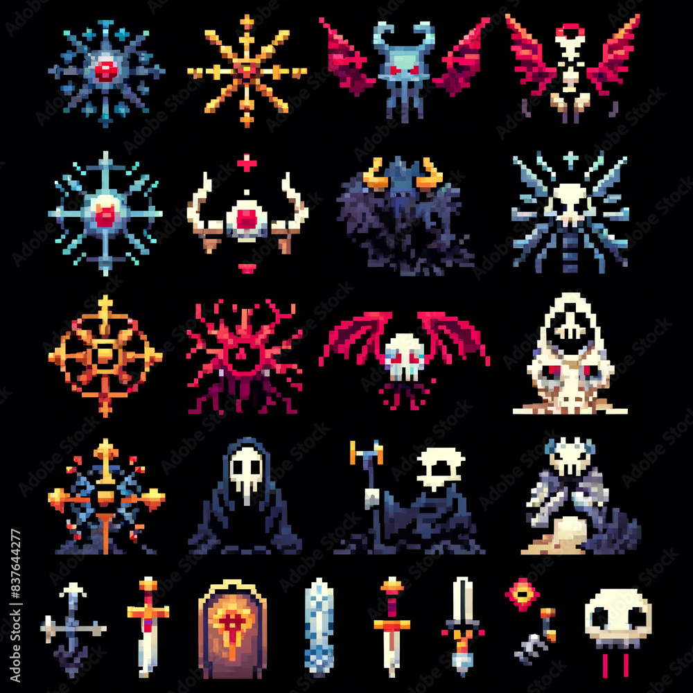 Pixel Art RPG Necrofiends Sprite Sheet Stock Illustration | Adobe Stock