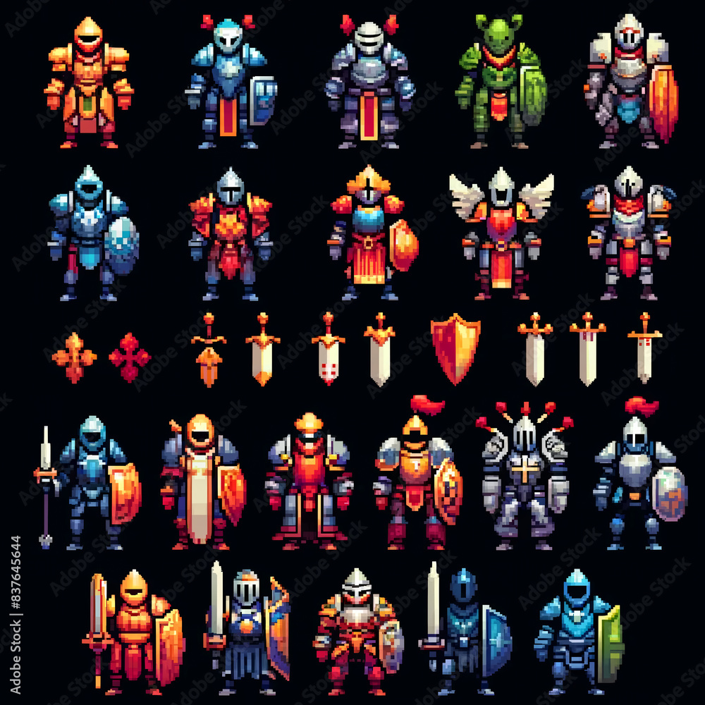 RPG pixel art armors sprite sheet Stock Illustration | Adobe Stock