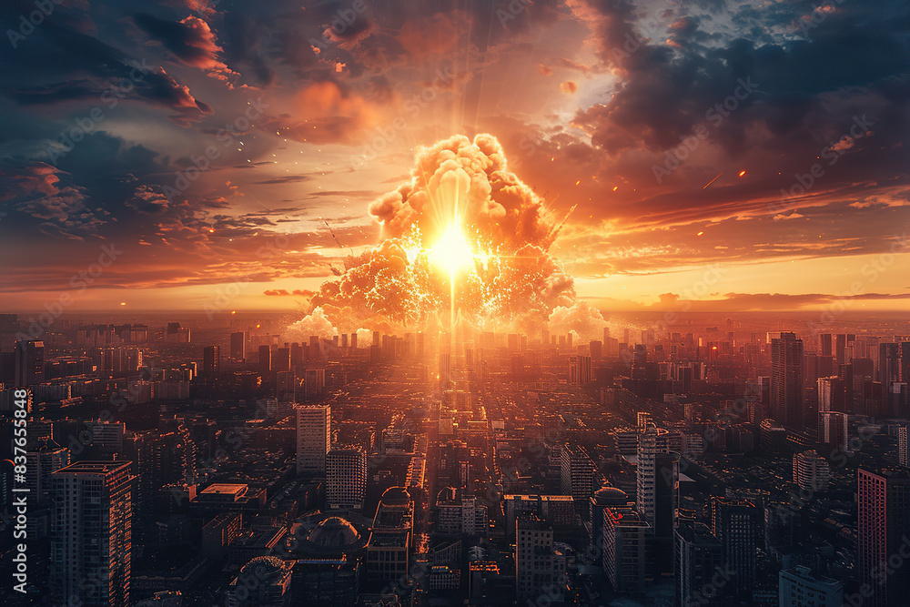 Generative ai on theme of scary nuclear explosion in outdoor, mushroom ...