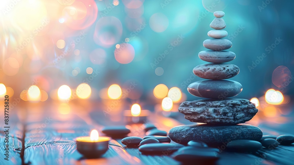 Achieving mental balance : A balanced scale with symbols of work and ...