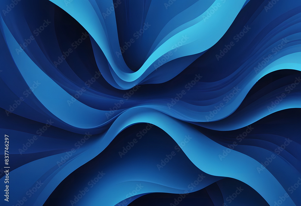 Abstract dark blue paper waves banner design. Elegant wavy vector ...