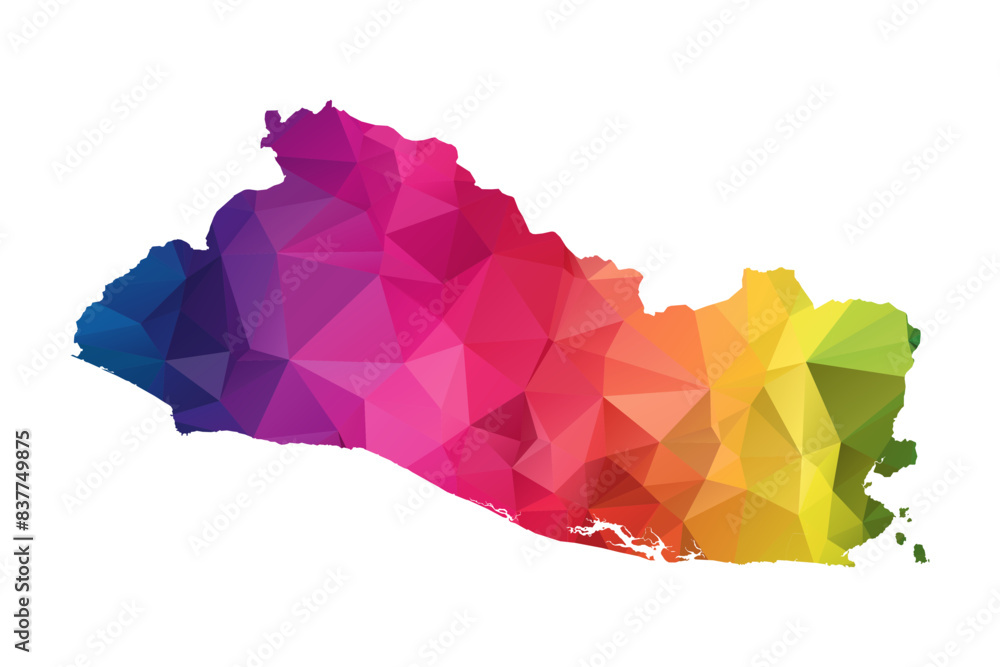 Abstract Polygon Map - Vector illustration Low Poly Color Rainbow El ...