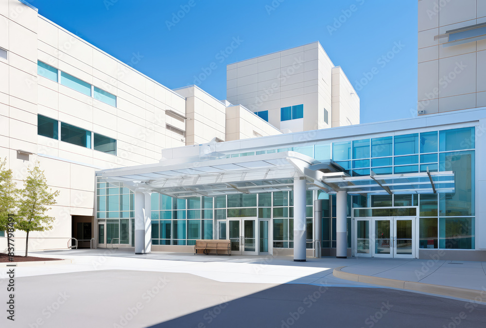 Modern Hospital Entrance with Glass Facade Stock Photo | Adobe Stock