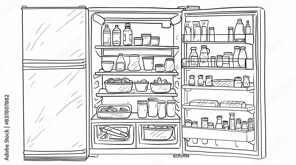 A simple 2D outline of a safe food storage system, showing a ...