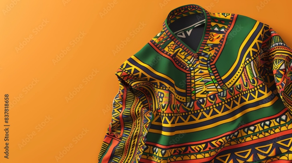 African dashiki flat design top view vibrant garment 3D render ...