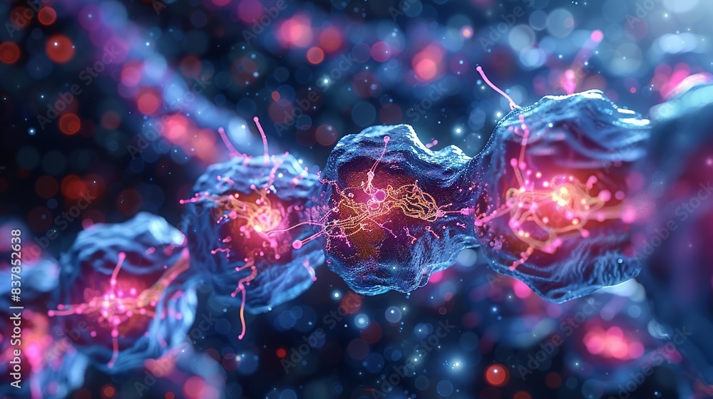 An abstract depiction of signal transduction pathways, showcasing the ...