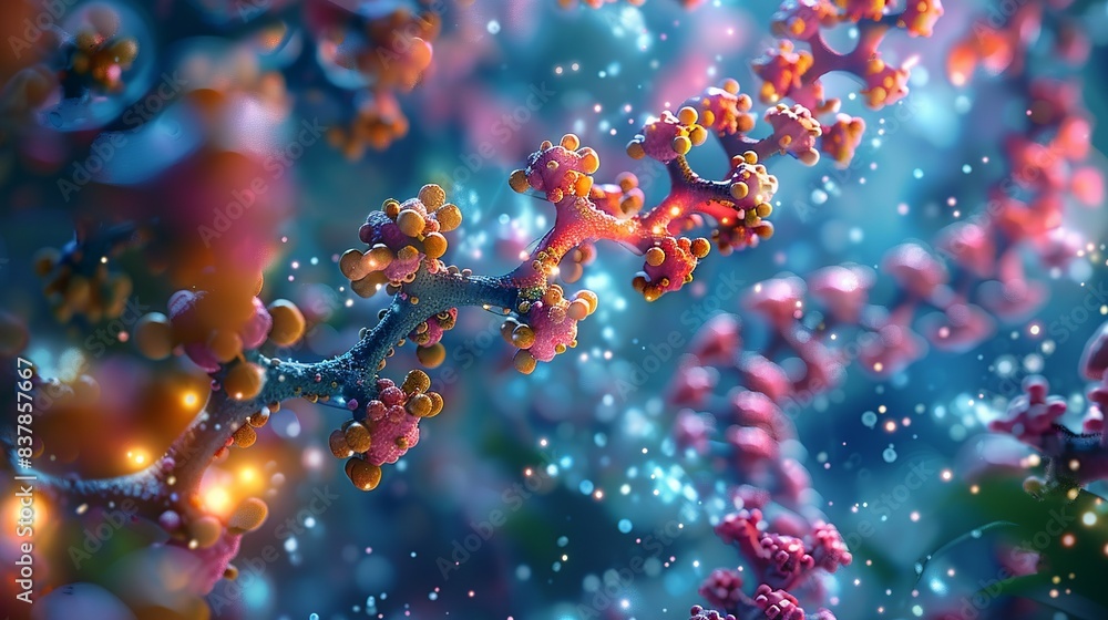 An artistic image of the human microbiome, with molecular models ...