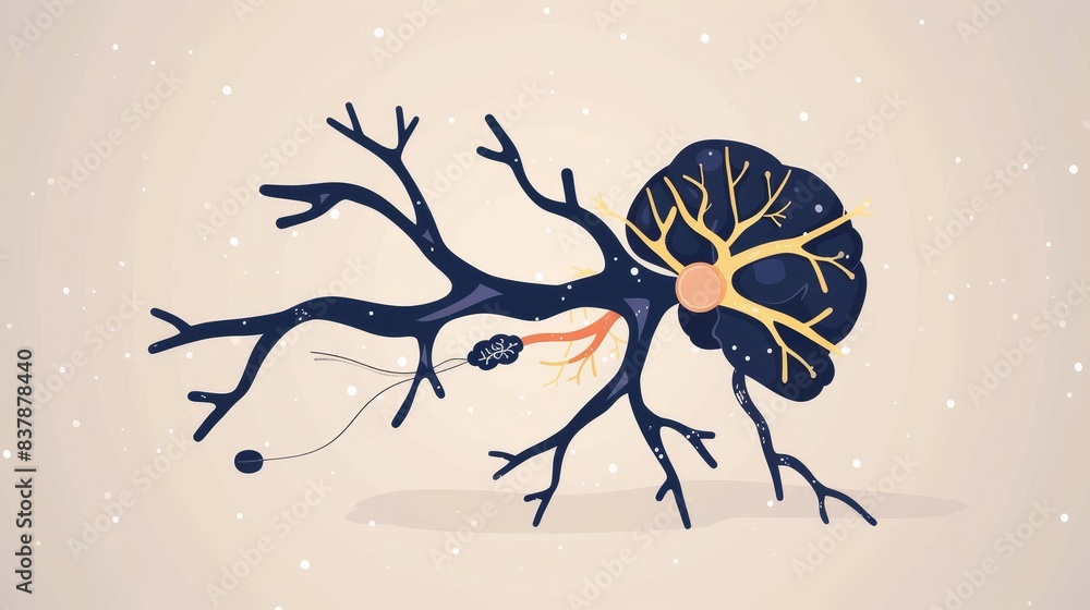 Neuron anatomy flat design side view nervous system cell animation ...