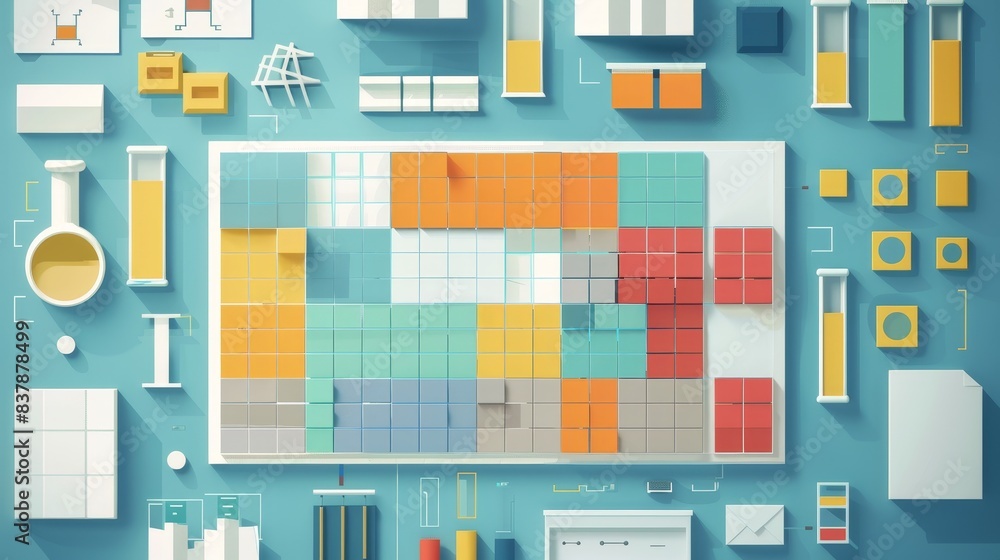 Periodic table flat design top view element organization animation ...