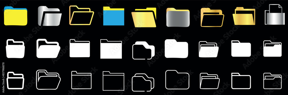 Vector folder icon set, diverse colorful folder for organization ...