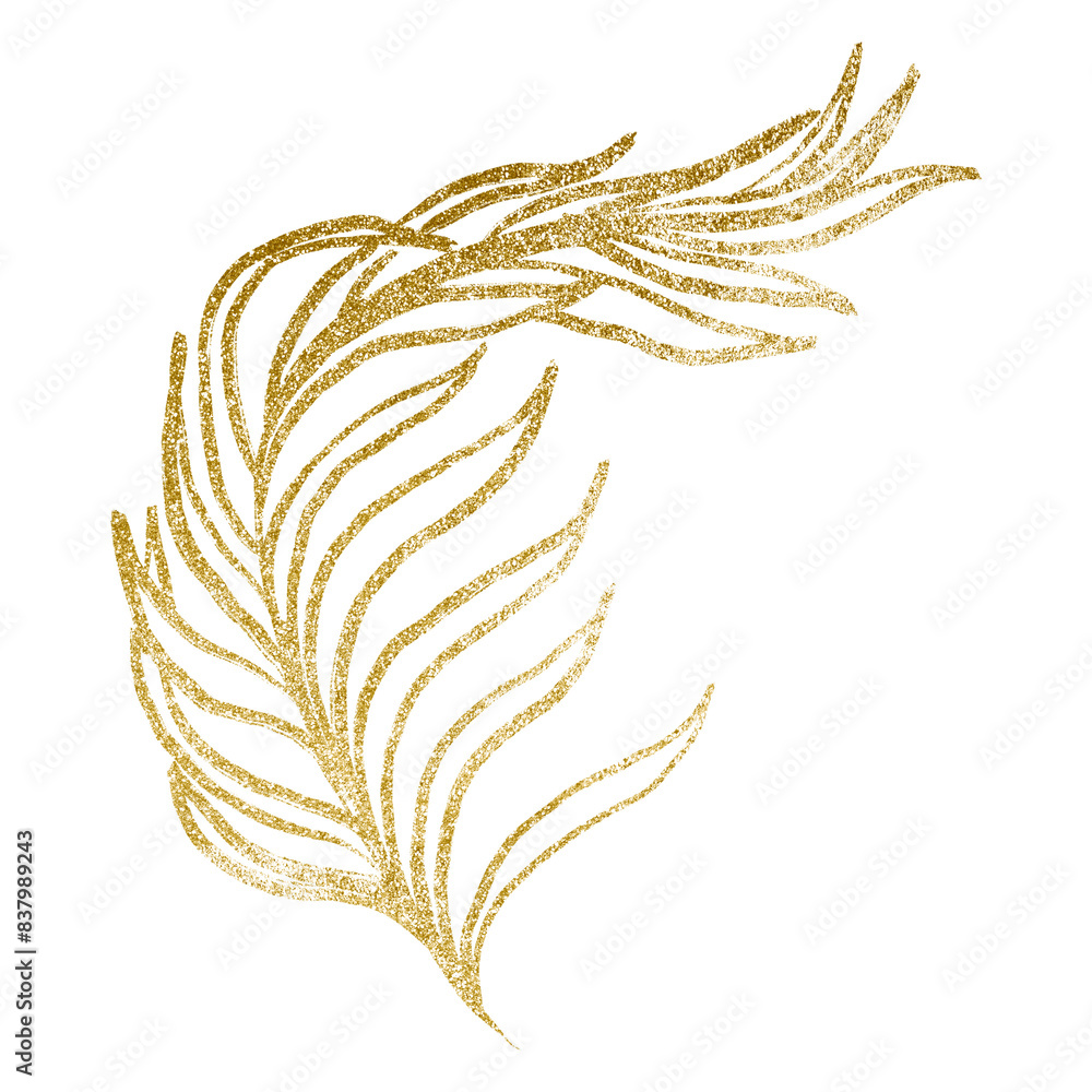 Botanical png collage element, gold leaf drawing, simple illustration ...