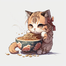 Funny Cartoon Cat Eating Spaghetti Free Stock Photo - Public Domain ...