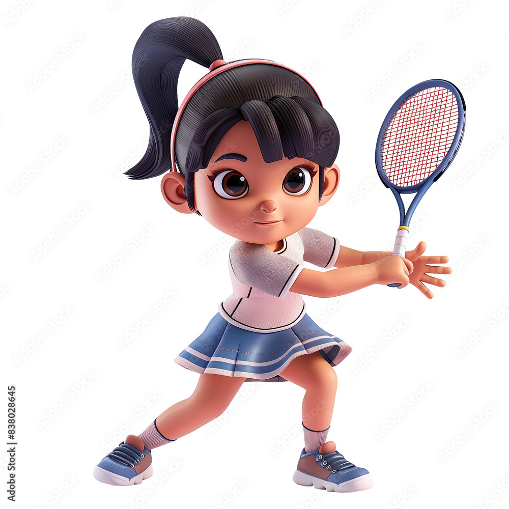 Generative AI of 3D Cartoon of young girl in a dynamic pose, holding a ...
