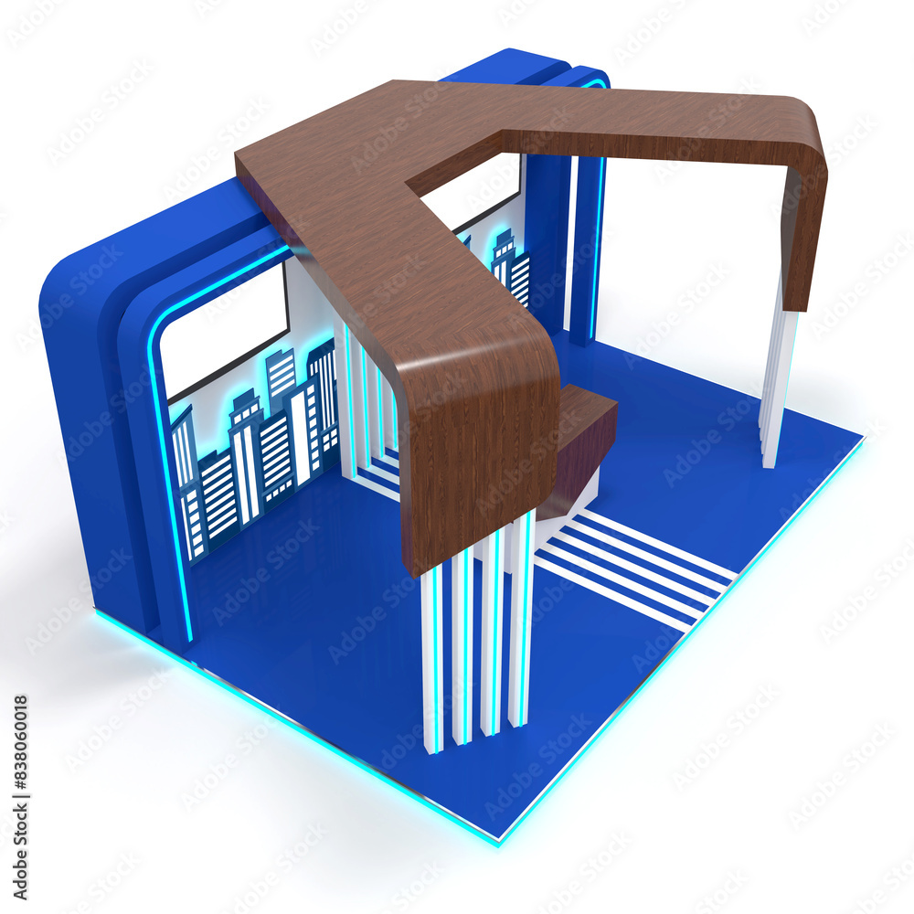 3d illustration stand booth 6x4 m futuristic digital style decoration ...