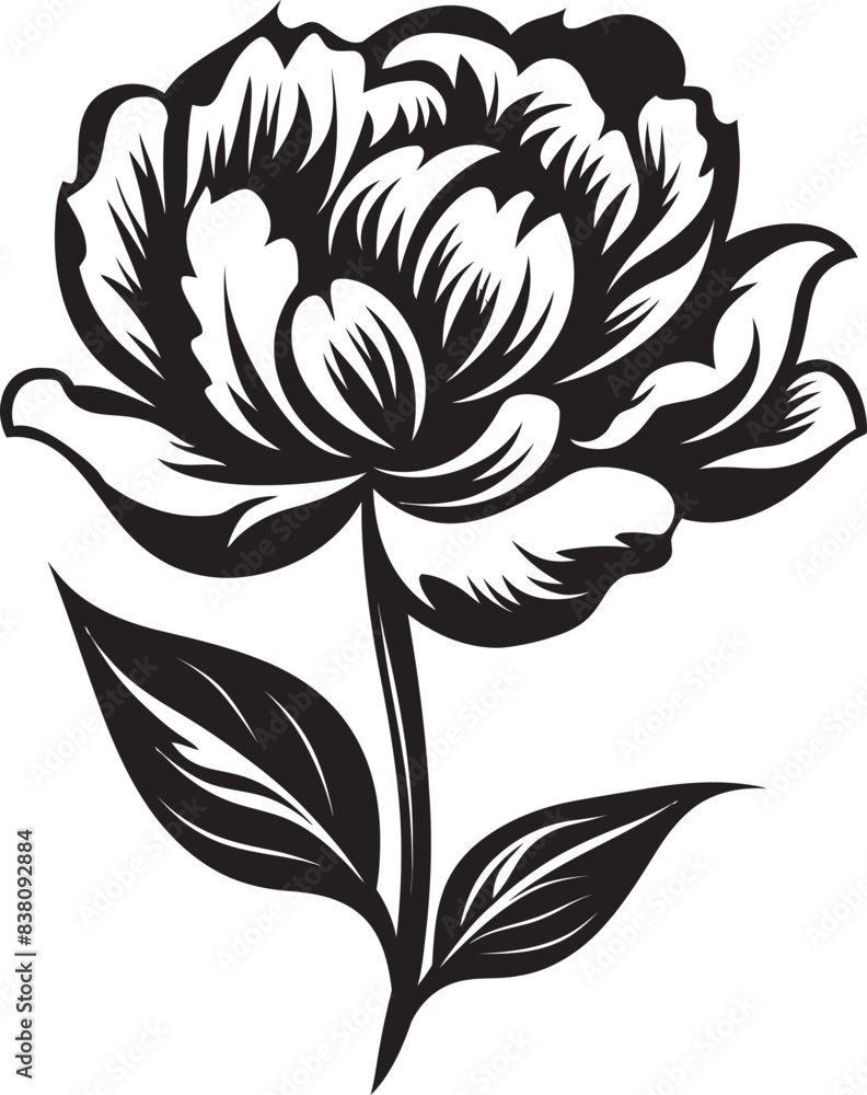 Minimalistic Peony Symbol Elegant Logo Creation Modern Peony Vector ...