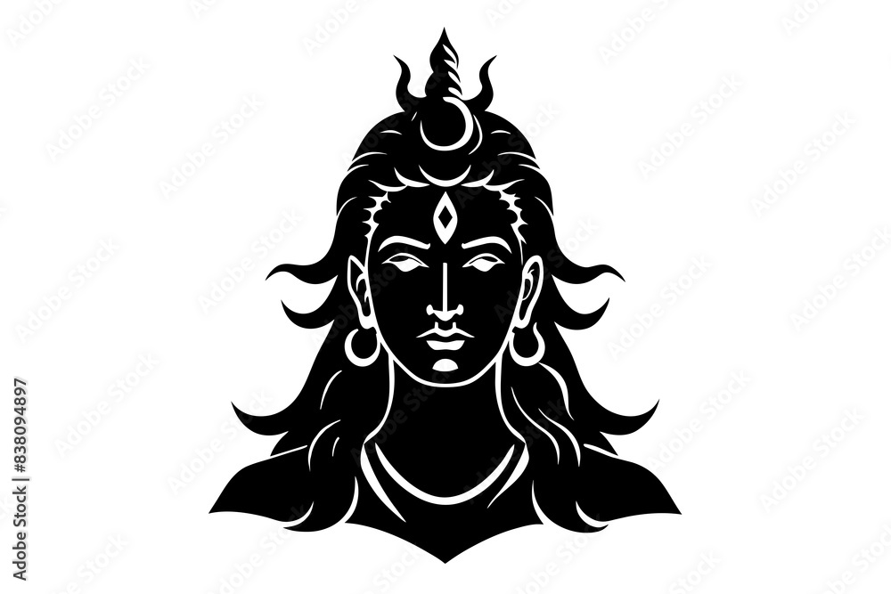 Lord Shiva face silhouette vector illustration Stock Vector | Adobe Stock