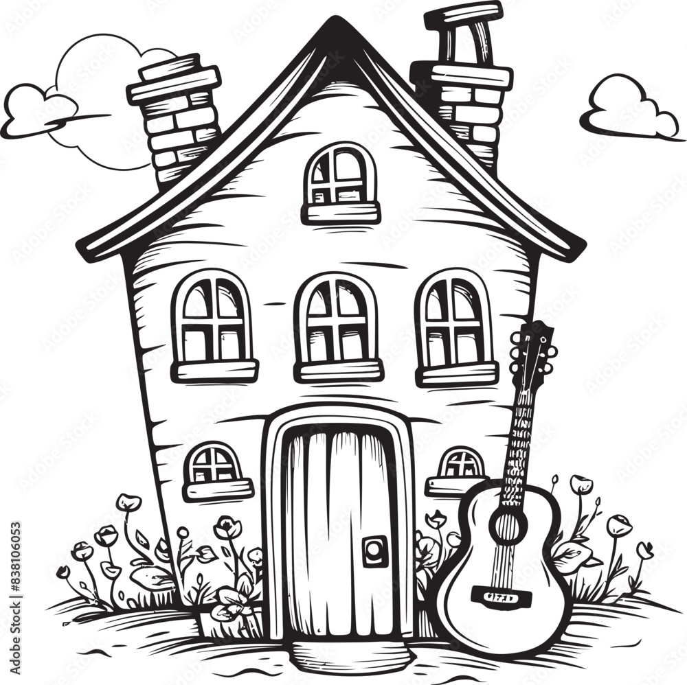 Cartoon Mini Village Homes Whimsical Icon Designs Tiny Village House ...