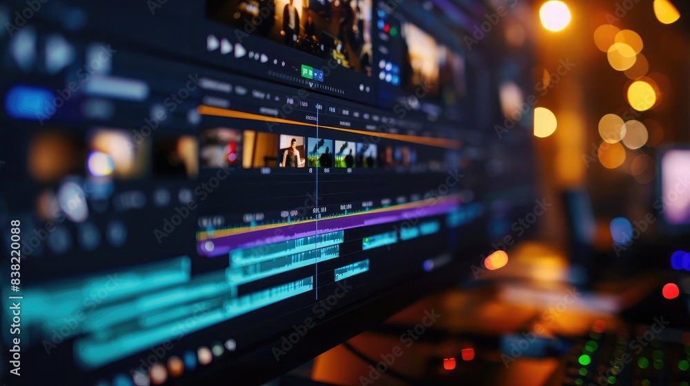 Screen capture of a video editing software interface with a timeline, showcasing the tools and ...
