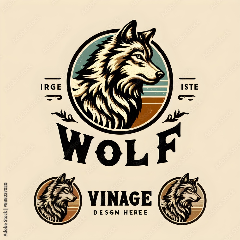 Vintage mascot wolf logo design Stock Illustration | Adobe Stock