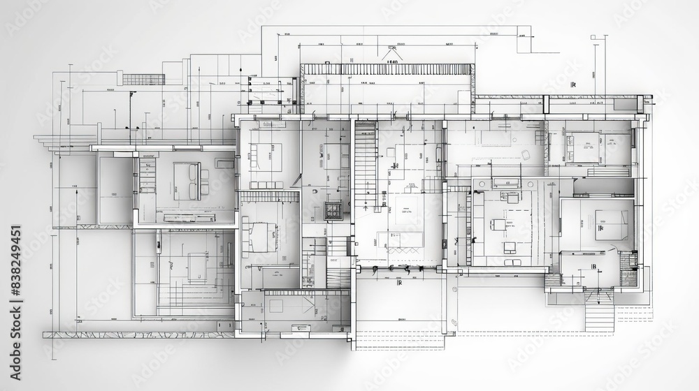 architectural house plan blueprint detailed technical drawing for ...