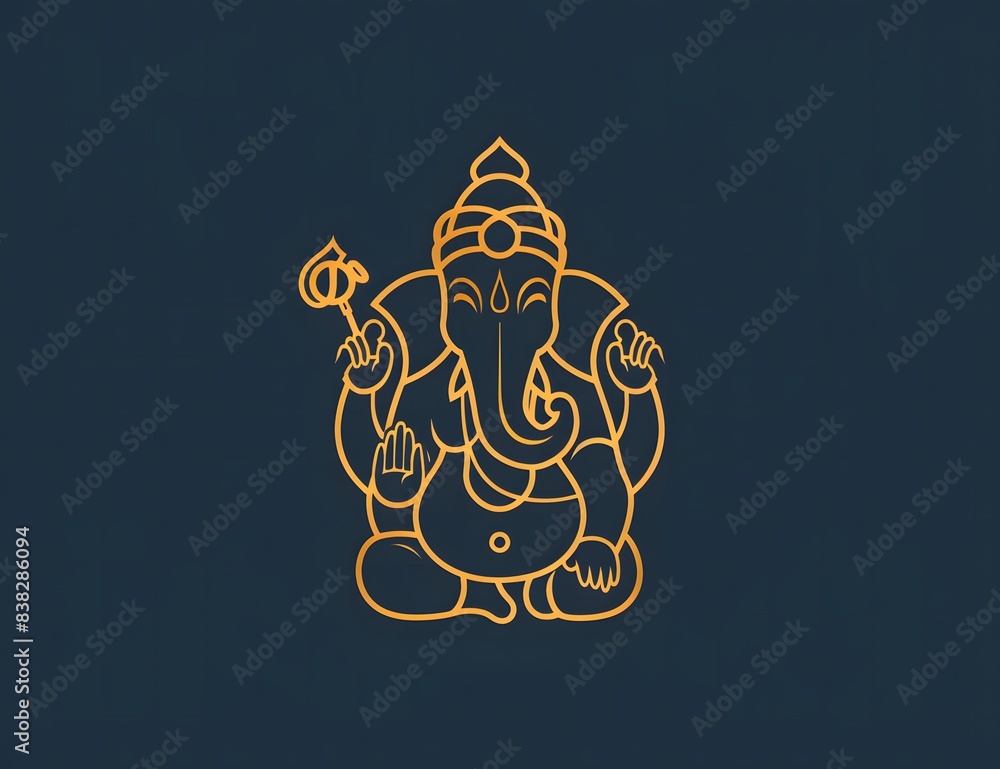 simple line art logo of lord ganesha Stock Illustration | Adobe Stock