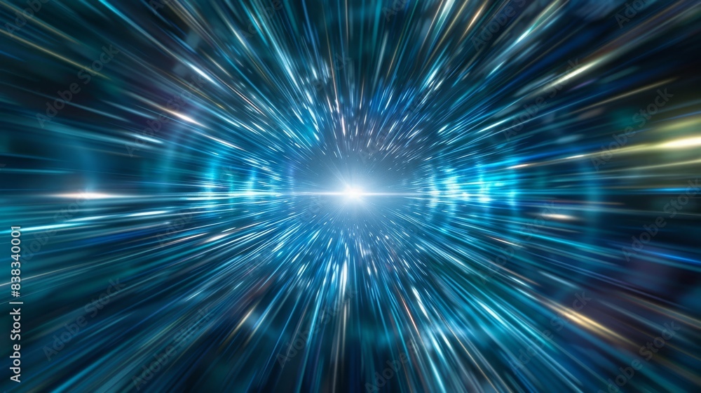 Futuristic warp speed effect with vibrant light streaks in shades of ...