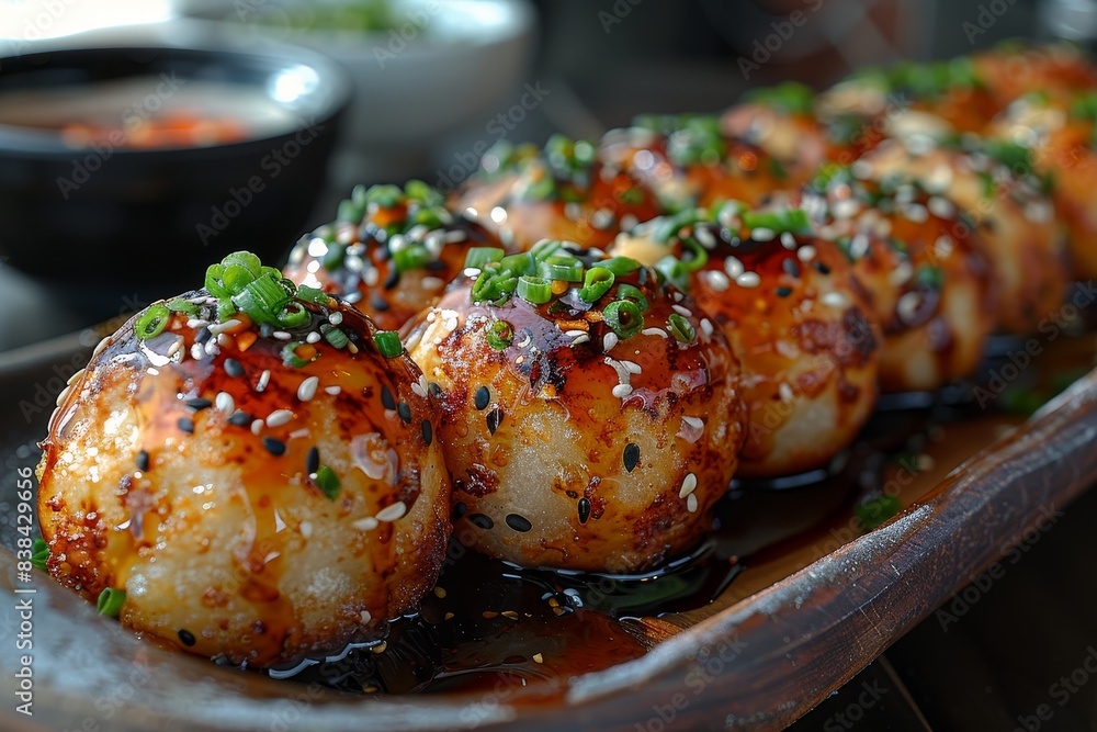 Takoyaki - Round, crispy octopus balls topped with mayonnaise, takoyaki ...