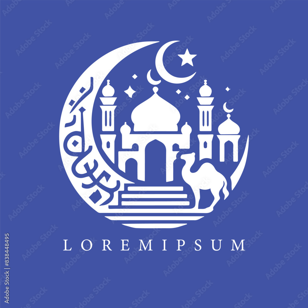 Arabic font with mosque logo Stock Vector | Adobe Stock