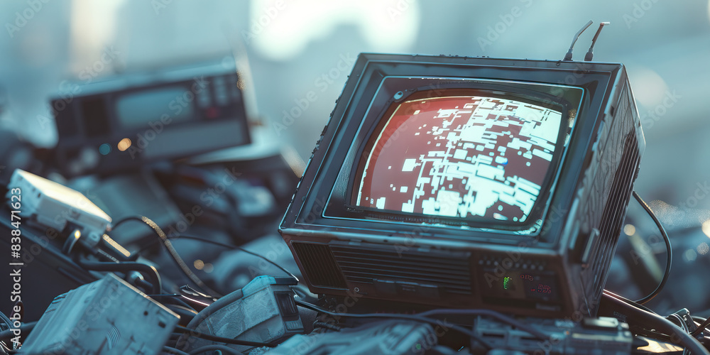 The Vaporwave Visionary: A vintage CRT monitor, its screen filled with ...