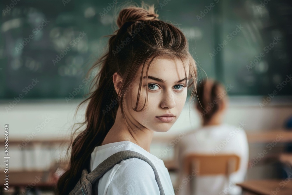 Student Facing Conflict in Classroom: Serious Teen Girl in School Setting, Battling Challenges ...