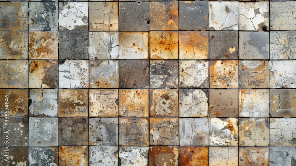 Stained and Discolored Tiles The image shows a section of the tiled ...