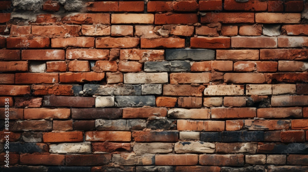 Detailed flat illustration of a classic red brick wall texture with ...