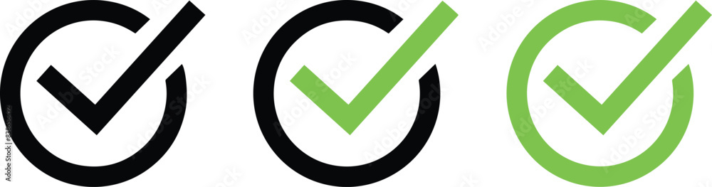 Check box icon with correct, accept checkmark icons tick box checked. Check mark icon symbols ...