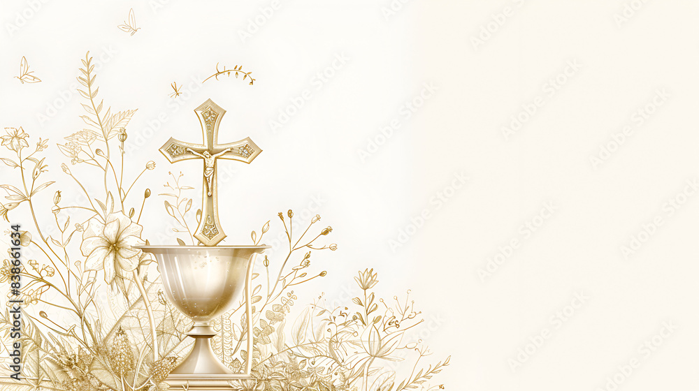 fondo para invitacion de primera comunion en tonos claros y dorados con ...