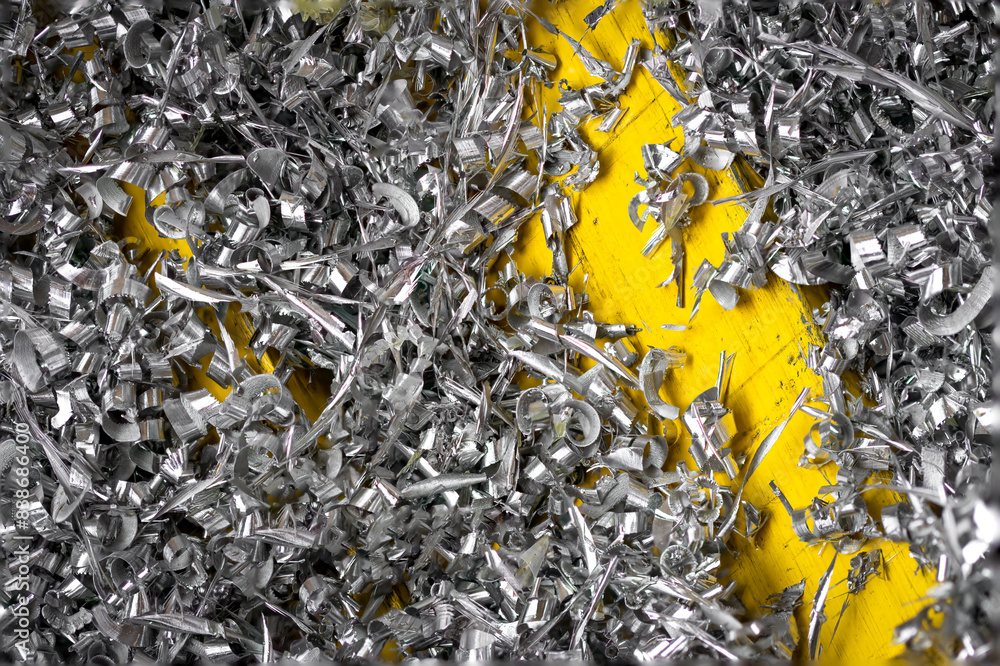 Foto de Stock Scrap Metal Bin. Tons of aluminum shavings pile high in a ...