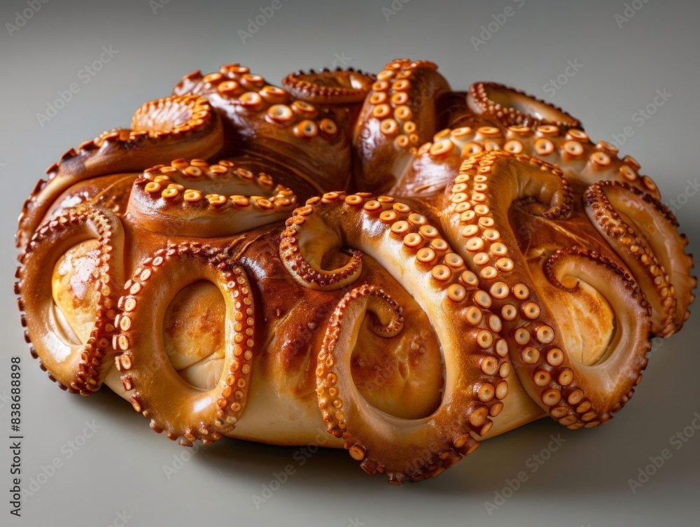 Octopus Bread A round loaf with tentacles extending out, each detailed ...