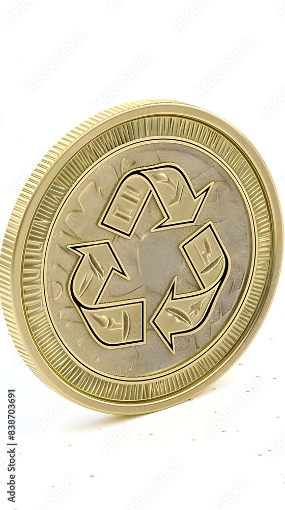 Recycling Symbol Coin A metal coin featuring the iconic three arrow ...