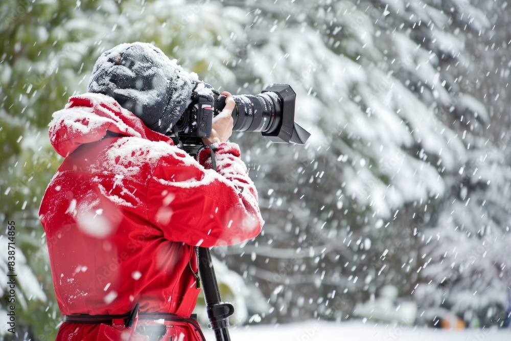 Professional Photography of a weather reporter providing updates on ...